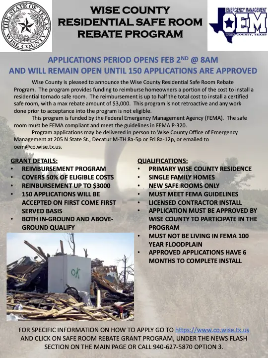 Safe room rebate applications to open Feb. 2 - Wise County Messenger